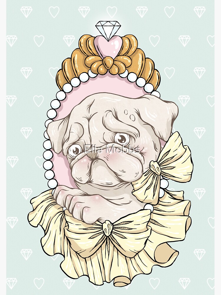 "Spoilt Cute Pug Tattoo Flash" Sticker for Sale by ellamobbs | Redbubble