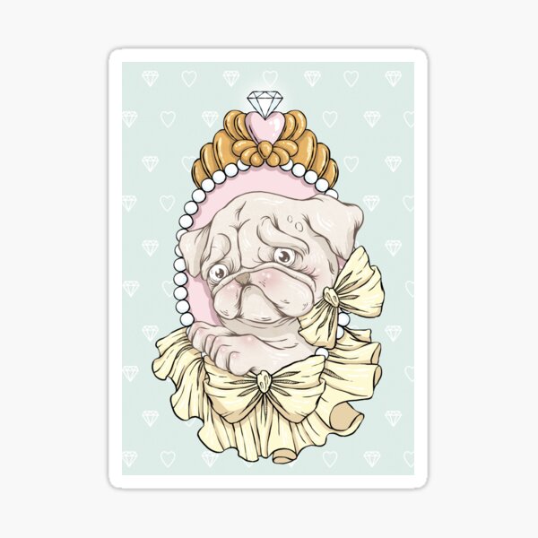 "Spoilt Cute Pug Tattoo Flash" Sticker for Sale by ellamobbs | Redbubble