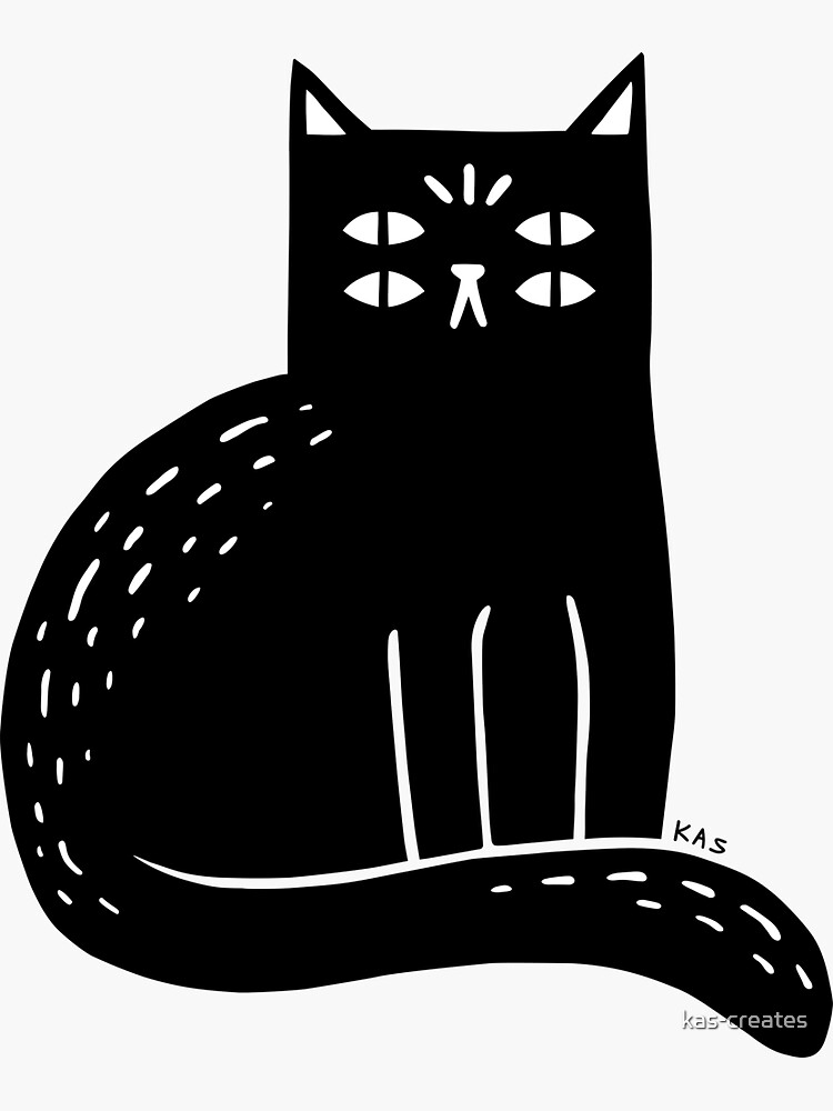"Four-eyed Cat" Sticker for Sale by kas-creates | Redbubble