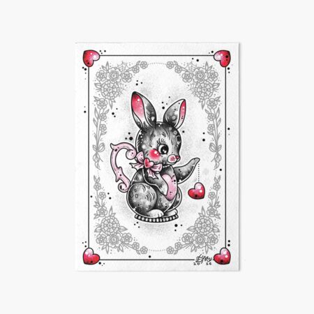 "Bunny Bun Teapot Rabbit Tattoo Flash" Art Board Print for Sale by ...