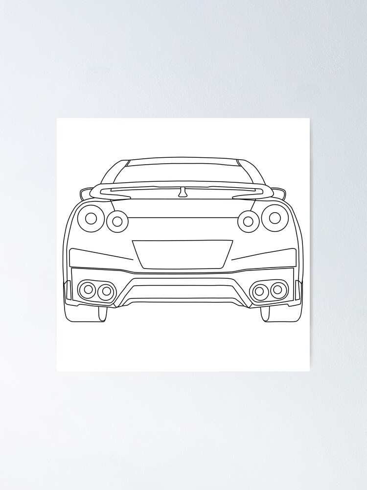 "Nissan R35 GTR Rear Wireframe Design | Tee Shirt & Apparel - Black ...