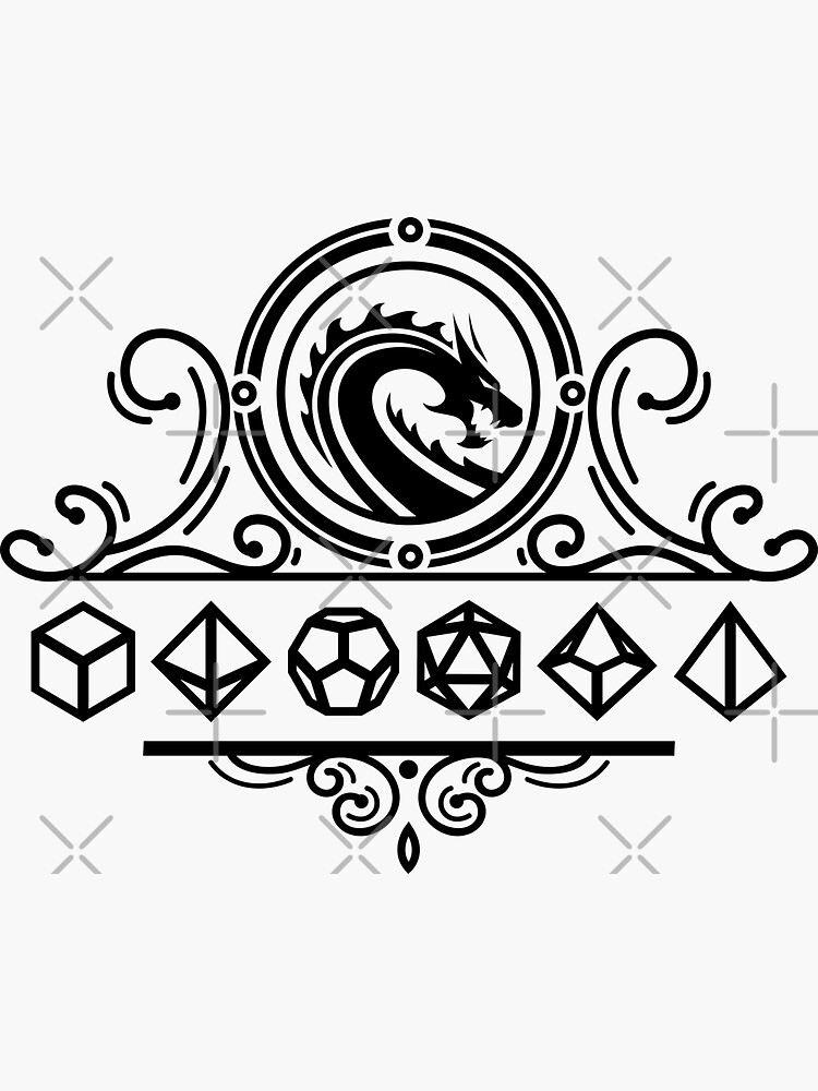 "Polyhedral Dice and Dragons Black Tabletop RPG" Sticker for Sale by ...