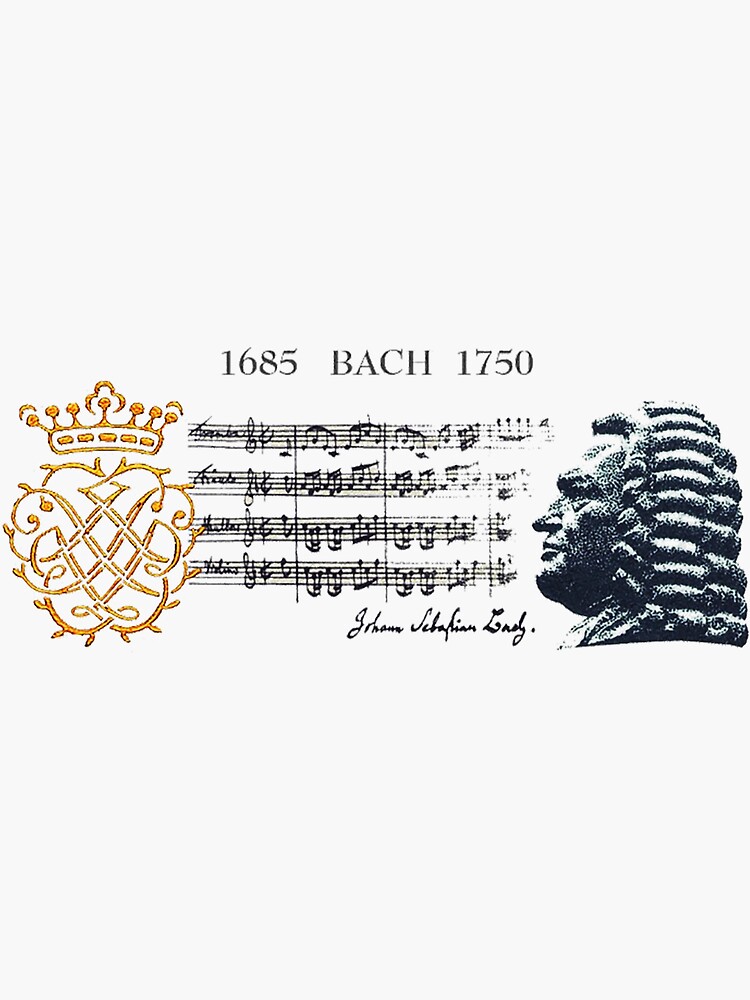"Johann Sebastian Bach, with notes and monogram" Sticker by edsimoneit ...
