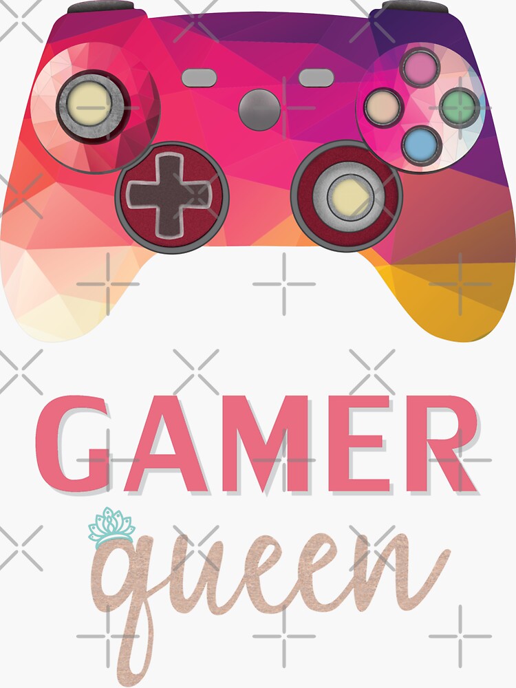 "Gamer Queen Retro Video Gamer Girl Geek Gaming Funny Gifts" Sticker ...