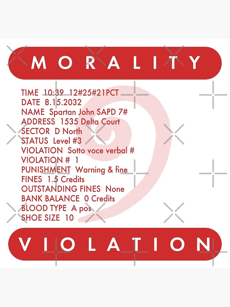 "Morality Violation Notice!" Sticker for Sale by LordNeckbeard | Redbubble