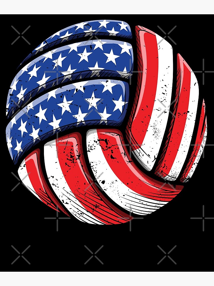 "Volleyball American Flag 4th of July T shirt Kids Boys Girls" Poster ...