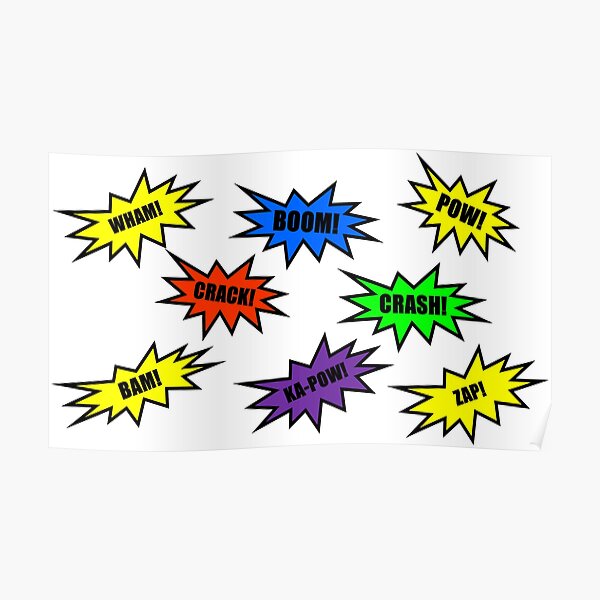 "Superhero Sound Effects!" Poster for Sale by 3Talents | Redbubble