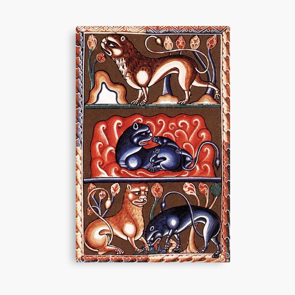 "MEDIEVAL BESTIARY, Lion Like Beasts White Red Blue Fantasy Animals ...