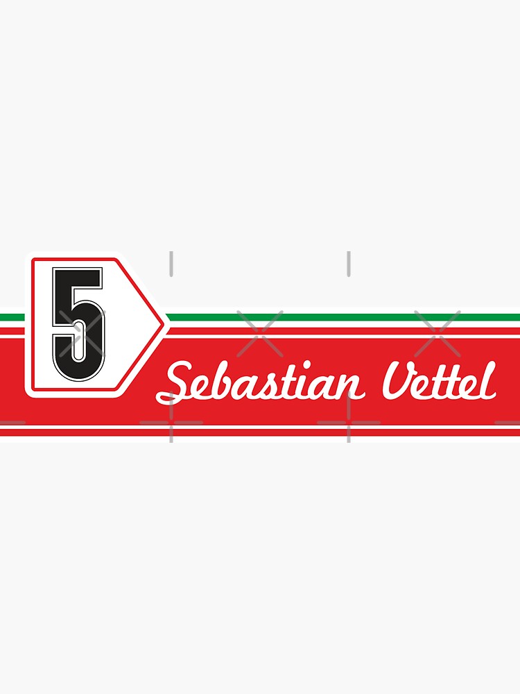 "Sebastian Vettel 5 Retro | F1" Sticker by SpeedFreakTees | Redbubble