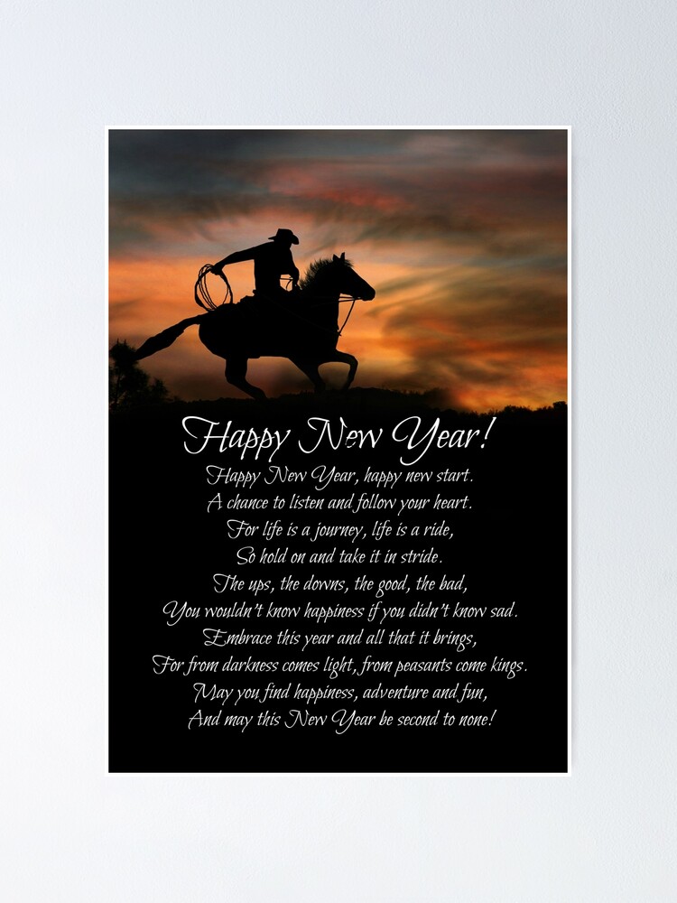 "Cowboy Country Western Happy New Year Blessing" Poster for Sale by ...
