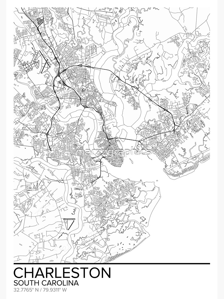 "Charleston map poster print wall art, South Carolina gift printable ...