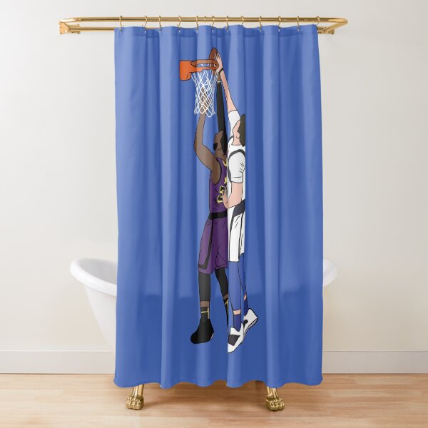 Luka Doncic Blocks LeBron James Shower Curtain