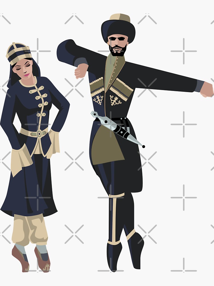 "Circassian Dancer Couple - Pixelesk" Sticker by Pixelesk | Redbubble