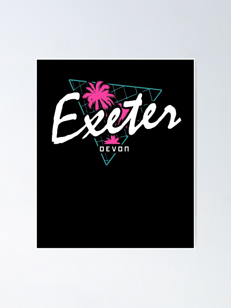 "Retro 80s Neon 'Exeter' Vintage Devon" Poster by dinosareforever ...