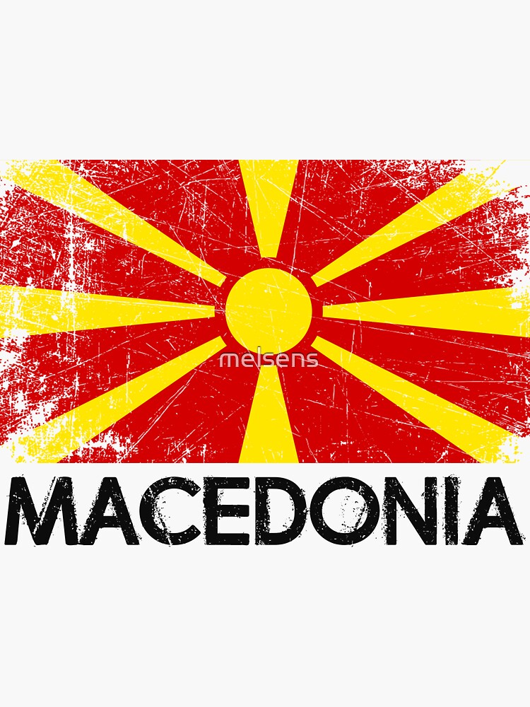 "Macedonian Flag Design | Vintage Made In Macedonia Gift" Sticker for ...