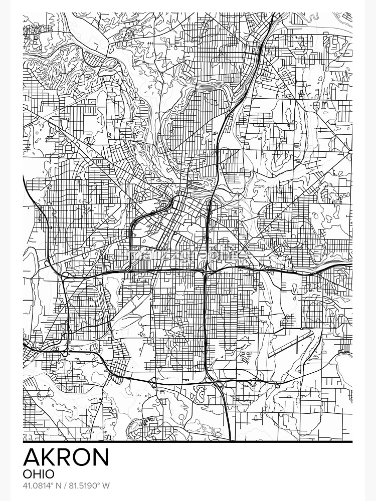 "Akron map poster print wall art, Ohio gift printable, Home and Nursery ...