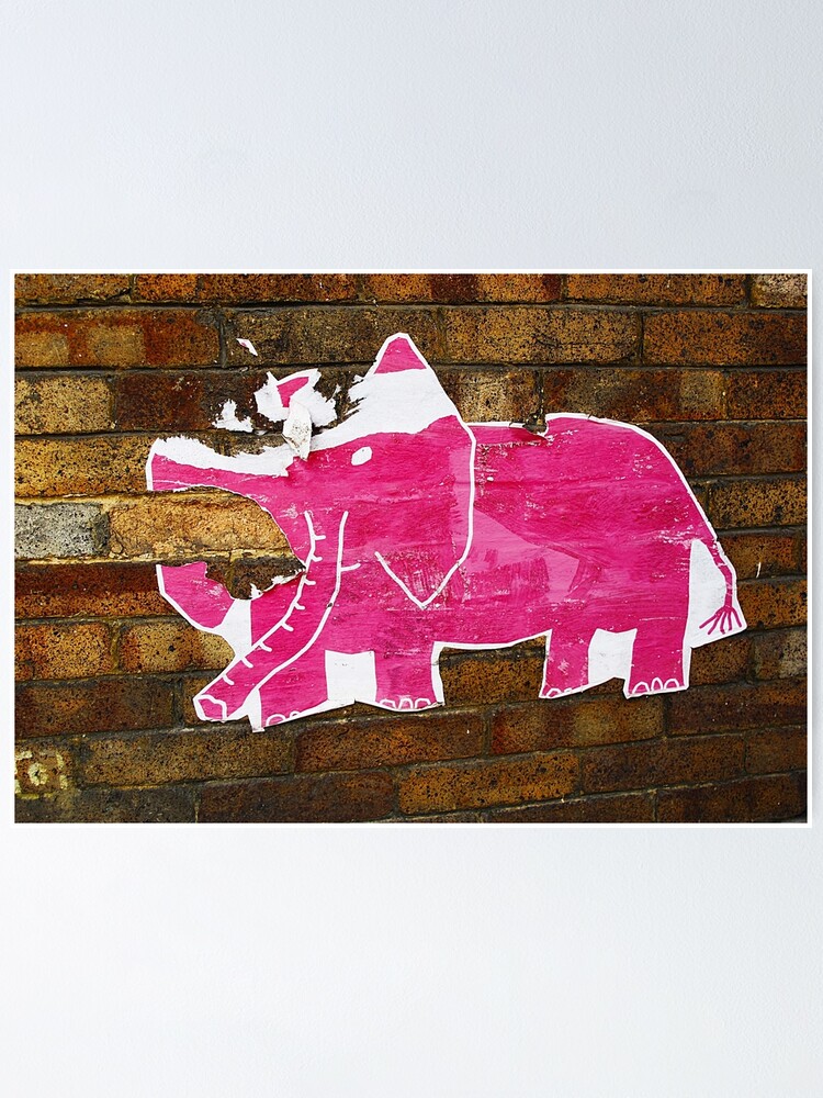 "Tattered Pink Elephant " Poster by ethna | Redbubble