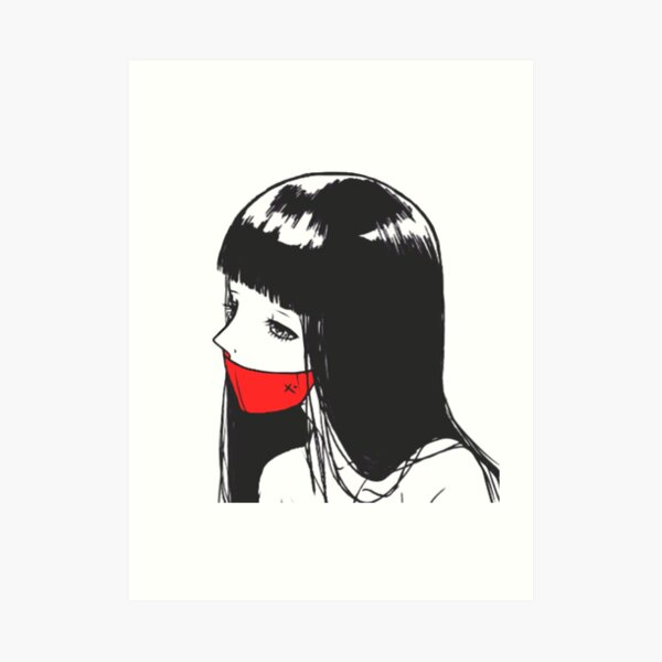 "Aesthetic red mask anime girl " Art Print for Sale by vickyn96 | Redbubble