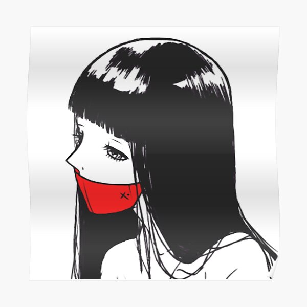 "Aesthetic red mask anime girl " Poster for Sale by vickyn96 | Redbubble