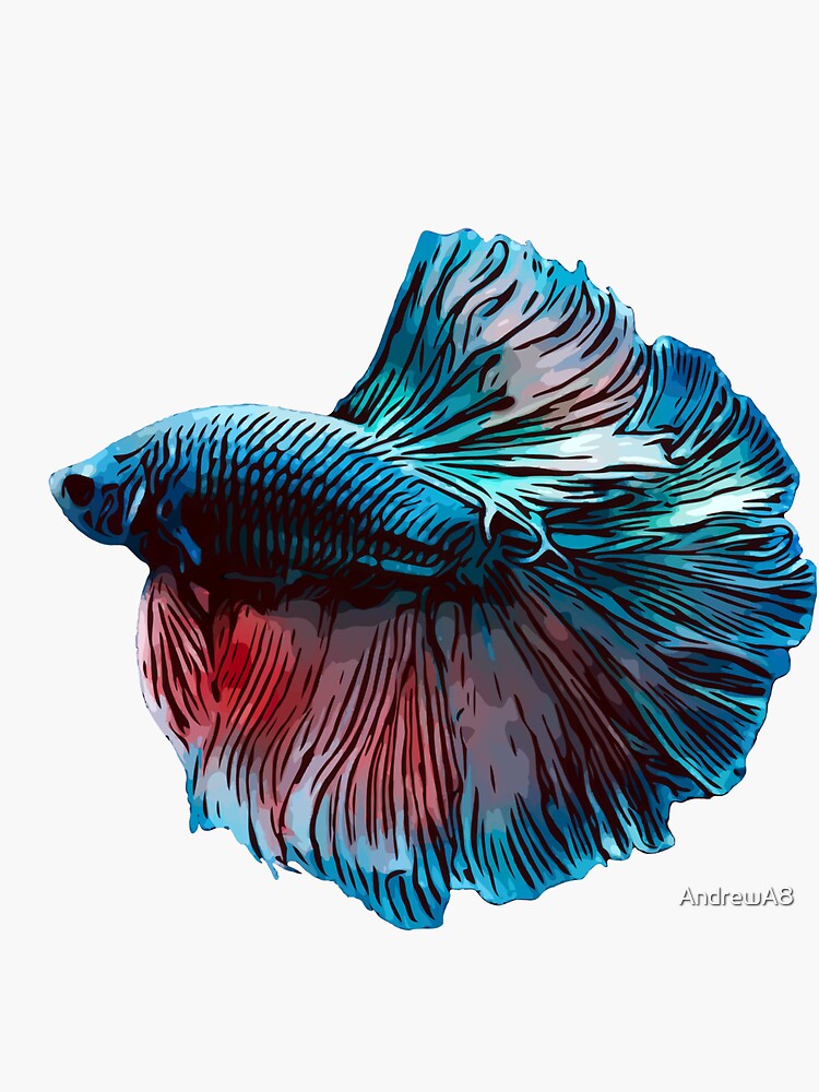"Blue Green, Blushing Betta Fish" Sticker by AndrewA8 | Redbubble