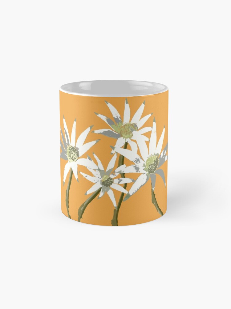 "Flannel Flowers (Actinotus helianthi) on ochre" Coffee Mug for Sale by ...