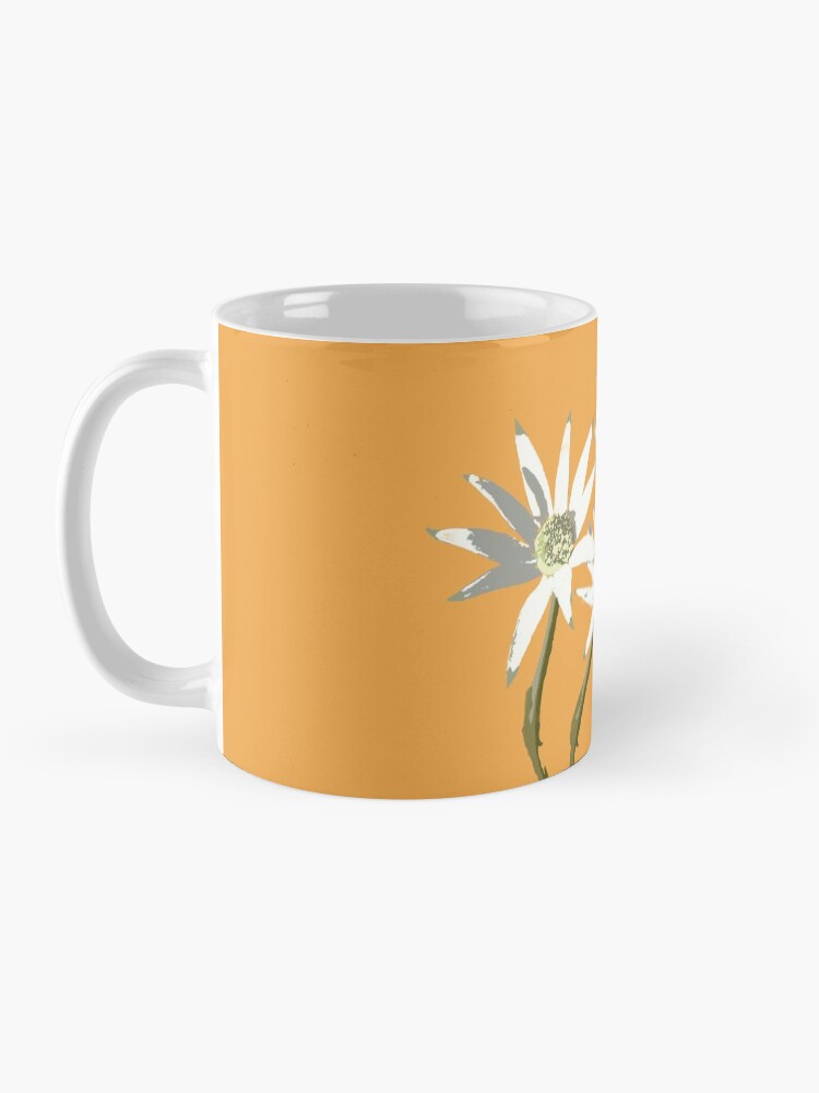 "Flannel Flowers (Actinotus helianthi) on ochre" Coffee Mug for Sale by ...
