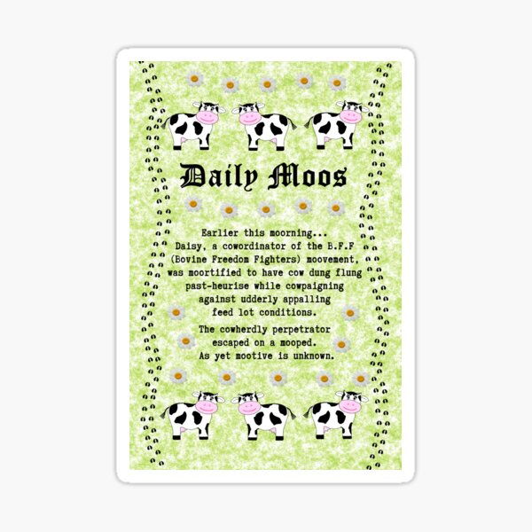 "Daily Moos Cow Pun Fun" Sticker for Sale by karwilbedesigns | Redbubble