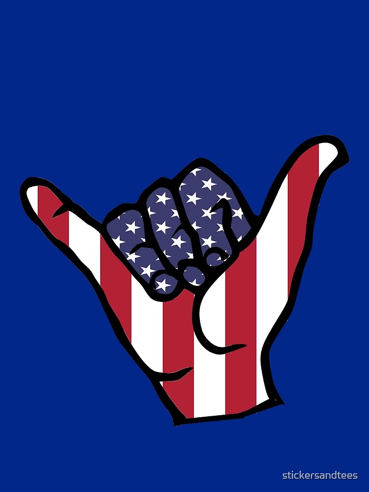 "USA Flag Shaka Sign Sticker - American Symbol Hawaii Y" Photographic ...