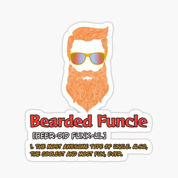 "Bearded Funcle Red Bearded Man" Sticker for Sale by K-Constantine ...