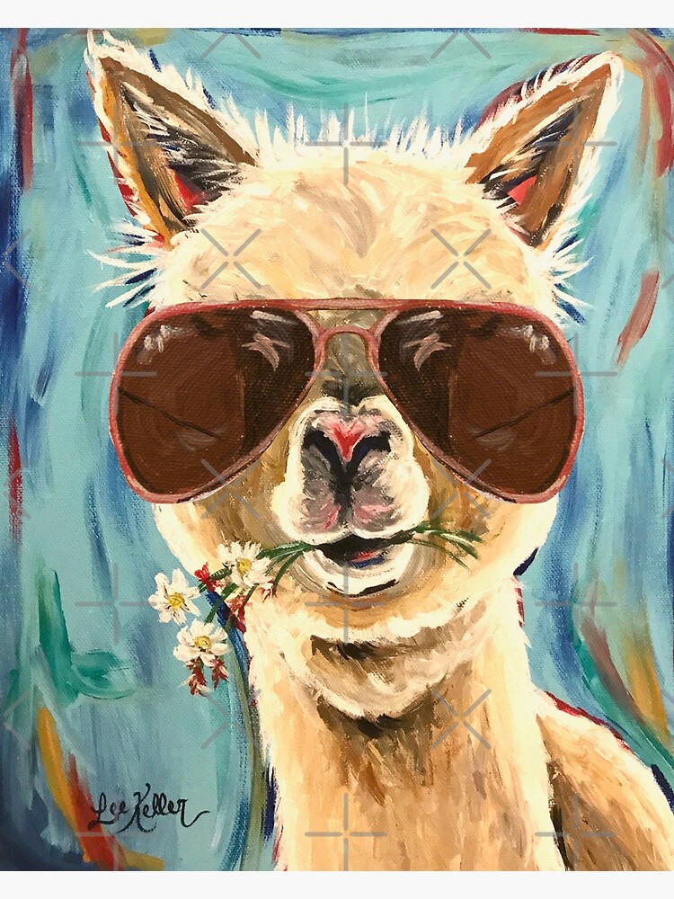 "Colorful Alpaca Art, Cute Alpaca with Glasses" Poster by leekellerart ...