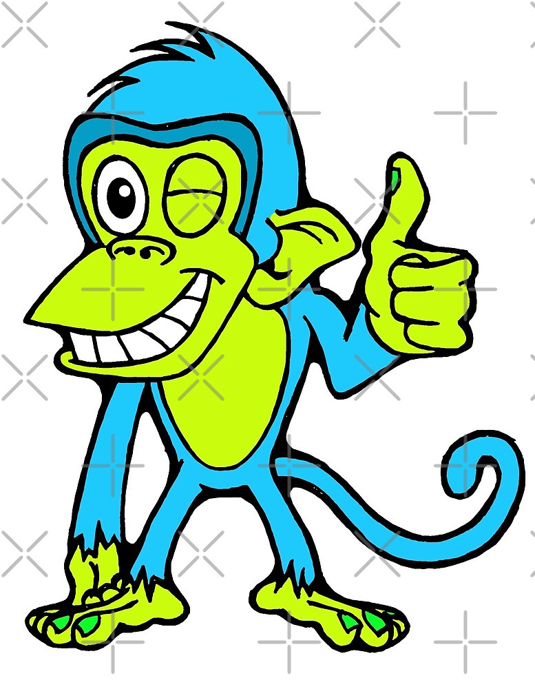 "Winking Monkey (Blue and Green)" by M. Scott Phifer | Redbubble