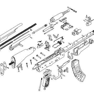 "AK Exploded View" Art Board Print for Sale by nbear1 | Redbubble