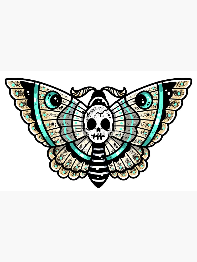 "Skull Moth Tattoo Flash" Sticker for Sale by ellamobbs | Redbubble