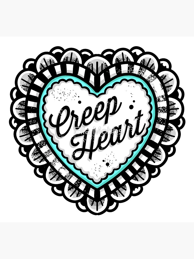 "Creep Heart Logo Traditional Tattoo Flash" Sticker by ellamobbs ...