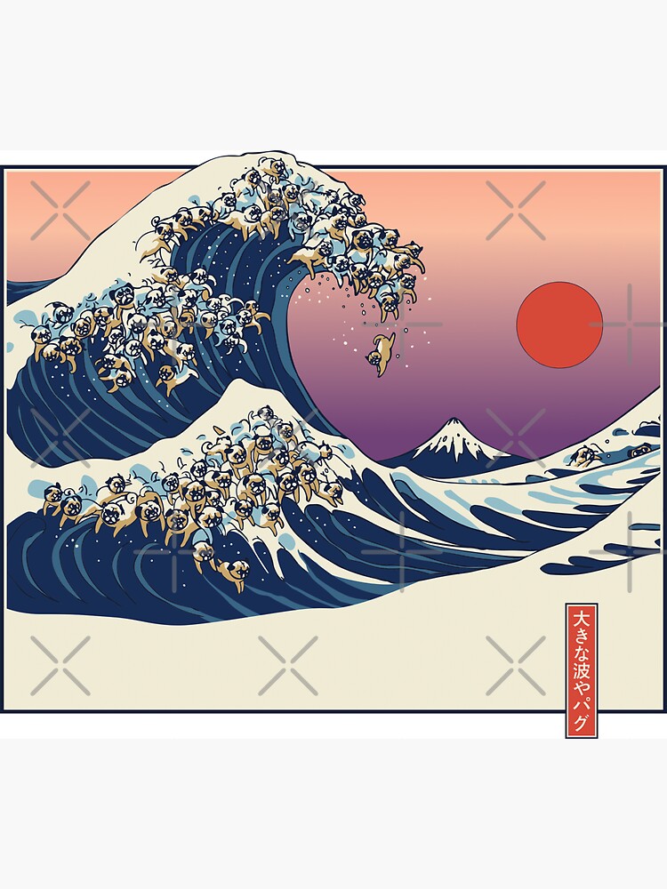 "The Great Wave of Pug" Magnet for Sale by Huebucket | Redbubble