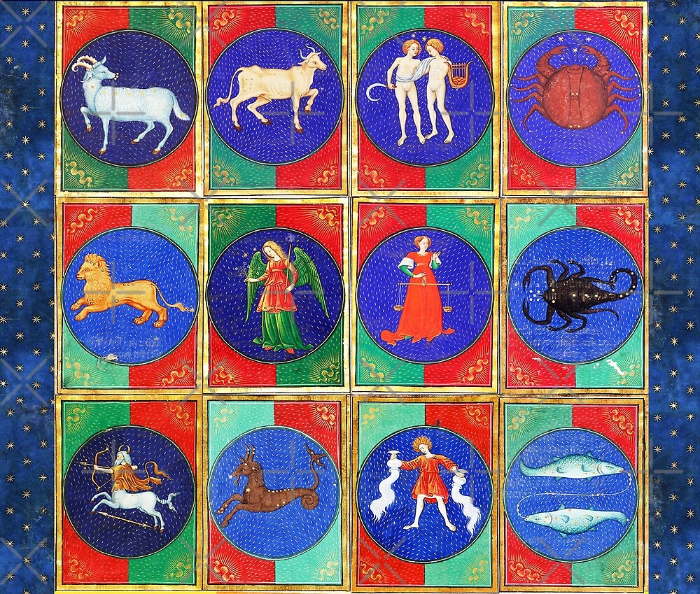 "MEDIEVAL ZODIACAL SIGNS WITH CONSTELLATIONS ,ASTROLOGY From Book Of ...