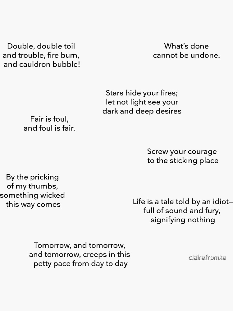 "Macbeth Quotes" Sticker for Sale by clairefromke | Redbubble