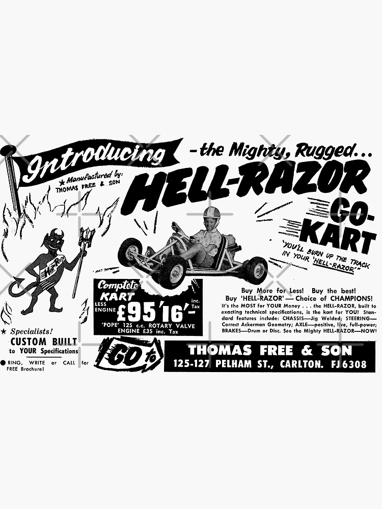 "GO KART "HELL RAZOR"!" Sticker for Sale by ThrowbackMotors | Redbubble