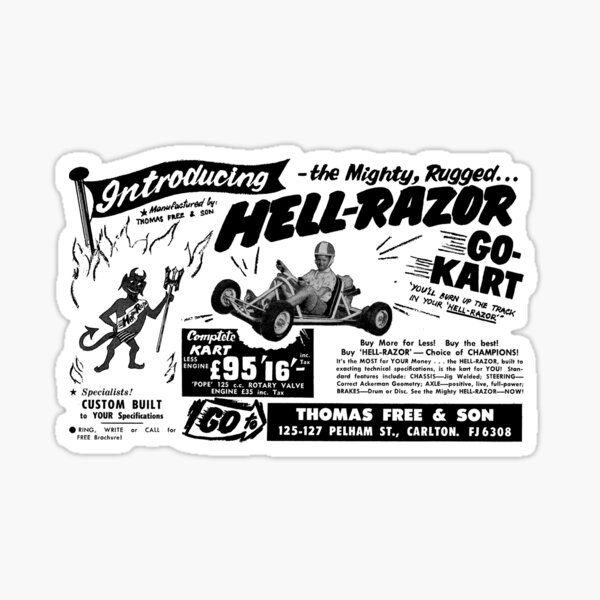 "GO KART "HELL RAZOR"!" Sticker for Sale by ThrowbackMotors | Redbubble