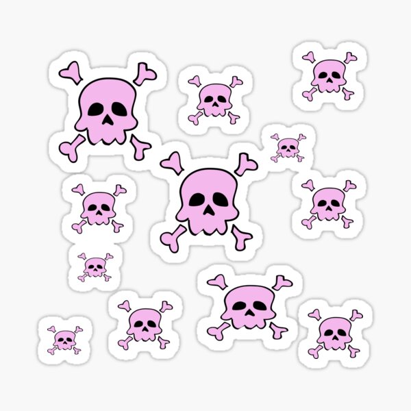 "Pink Skull and Crossbones " Sticker for Sale by serpentsky17 | Redbubble