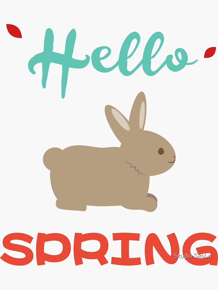 "Hello Spring Rabbit" Sticker by Mangochichi | Redbubble