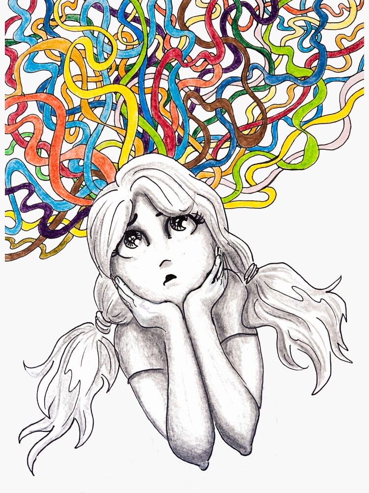 "Tangled Thoughts" Sticker by kendalsfroth | Redbubble