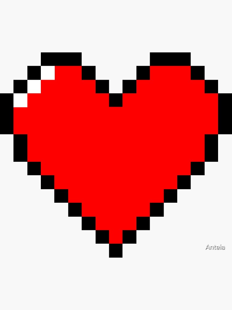 "Red pixel heart" Sticker for Sale by Anteia | Redbubble