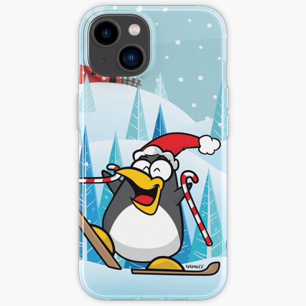 "Christmas Fun! Penguin Santa Skiing on Snow Landscape - Phone Cases ...