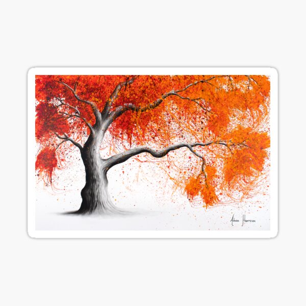 "Orange Autumn Tree" Sticker by AshvinHarrison | Redbubble