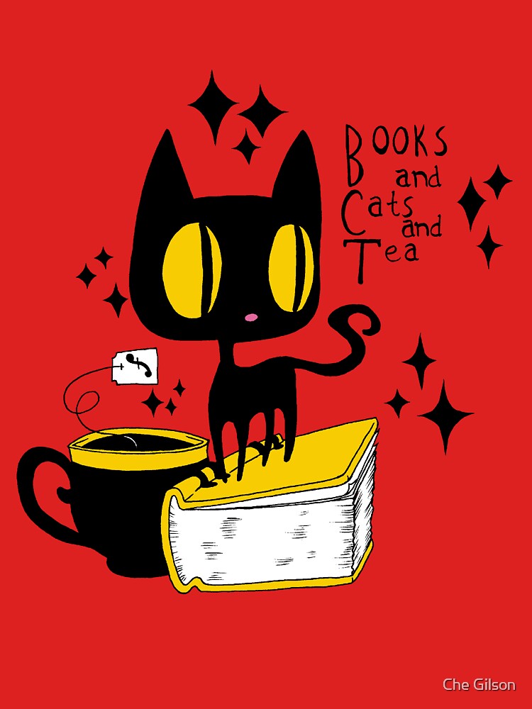 "Books and Cats and Tea" Essential T-Shirt for Sale by Spiderling ...