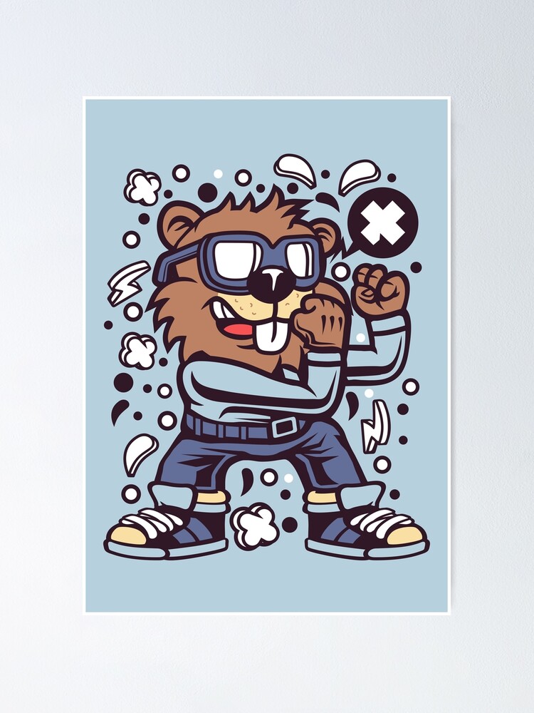 "Beaver Nerd Fighter Sweet Cartoon Comic" Poster by DAShirt | Redbubble