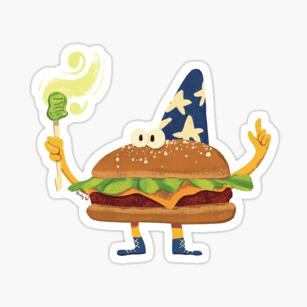 "Cheese Burger Wizard!" Sticker for Sale by bwillard826 | Redbubble