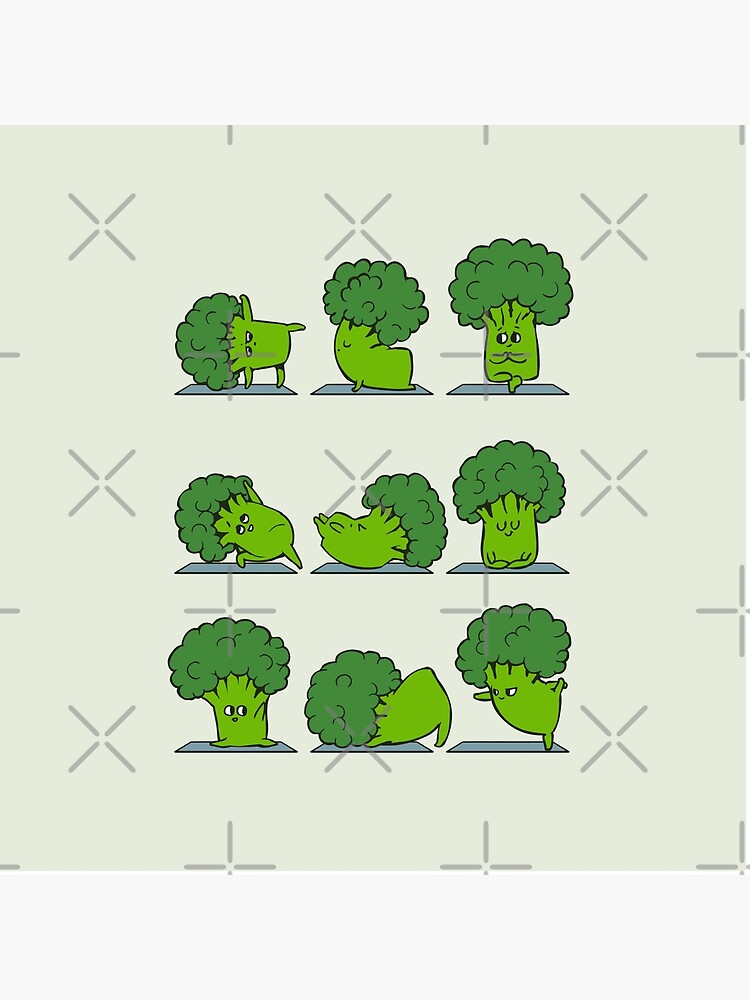 "Broccoli Yoga" Throw Pillow for Sale by Huebucket | Redbubble