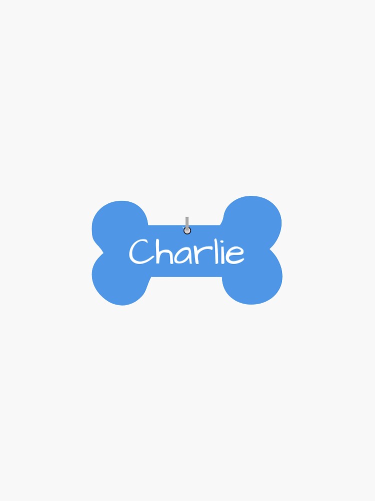 "Charlie - Dog Name Tag Dark Blue" Sticker for Sale by Maddie Dyer ...